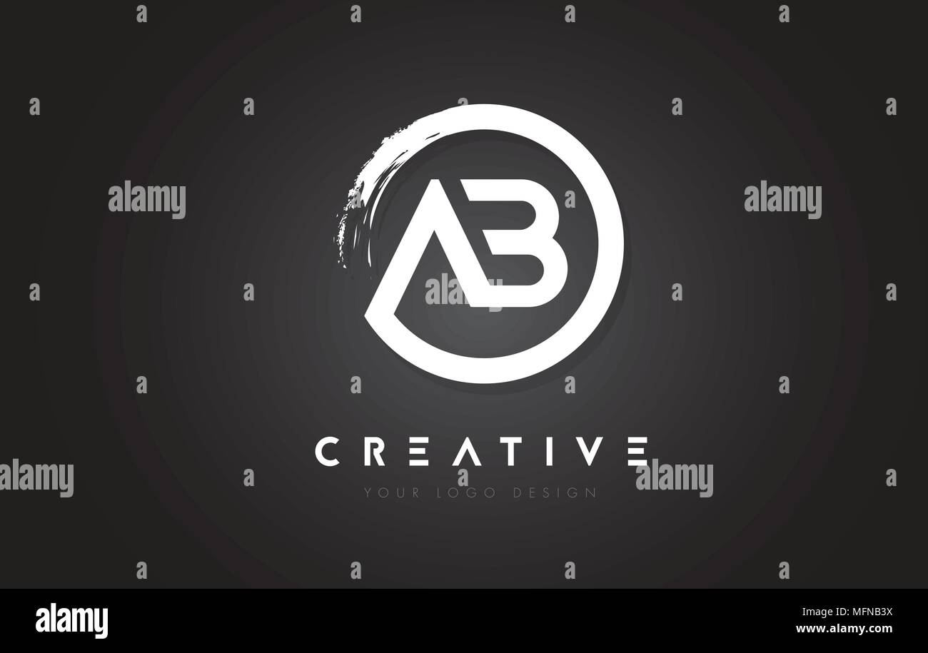 AB Circular Letter Logo with Circle Brush Design and Black Background ...