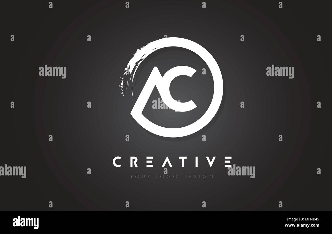 AC Circular Letter Logo with Circle Brush Design and Black Background ...