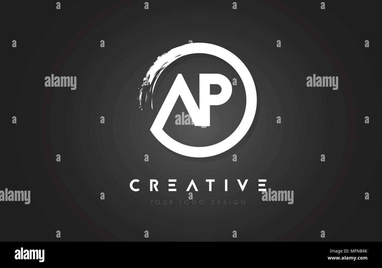 AP Circular Letter Logo with Circle Brush Design and Black Background ...