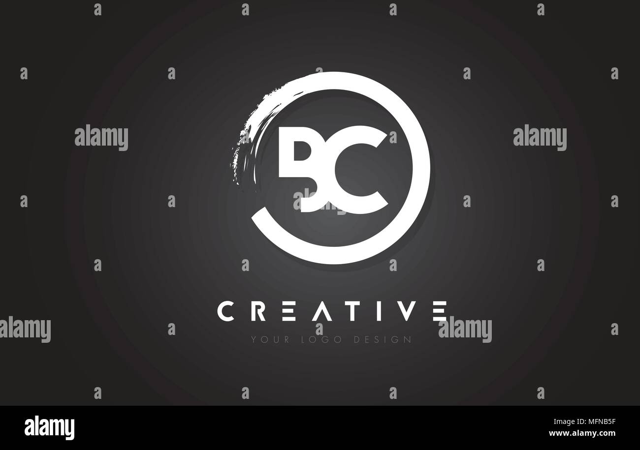 BC Circular Letter Logo with Circle Brush Design and Black Background ...