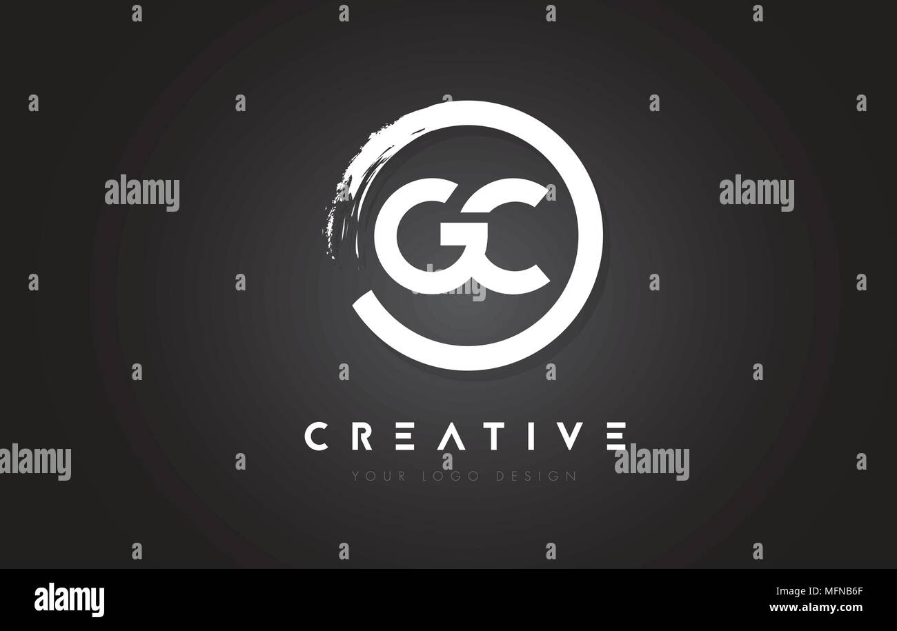 GC Circular Letter Logo with Circle Brush Design and Black Background ...