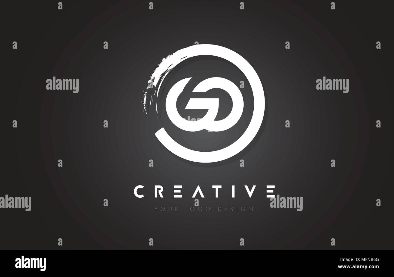 GO Circular Letter Logo with Circle Brush Design and Black Background ...