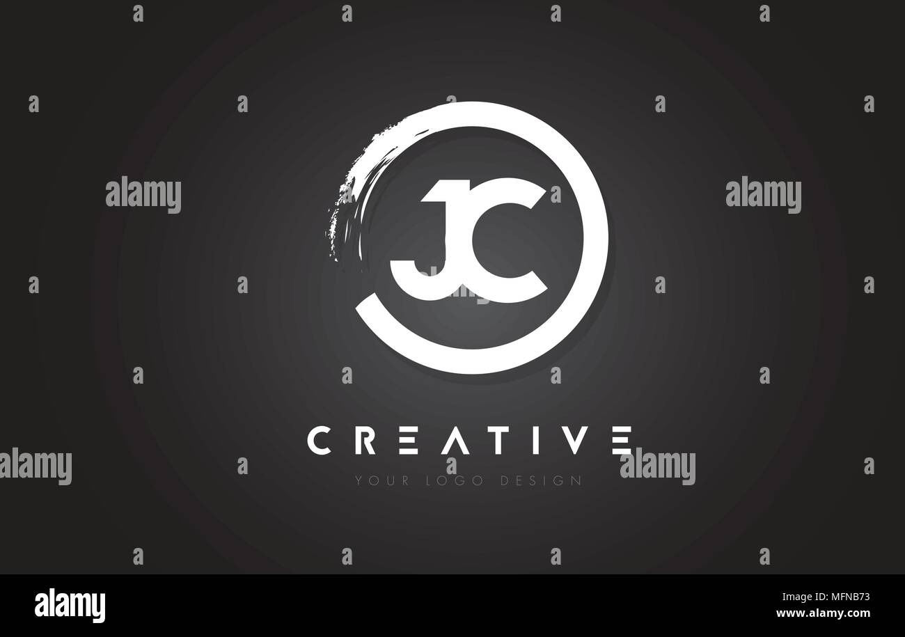 JC Circular Letter Logo with Circle Brush Design and Black Background ...