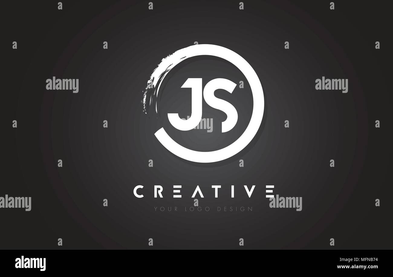 JS Circular Letter Logo with Circle Brush Design and Black Background ...