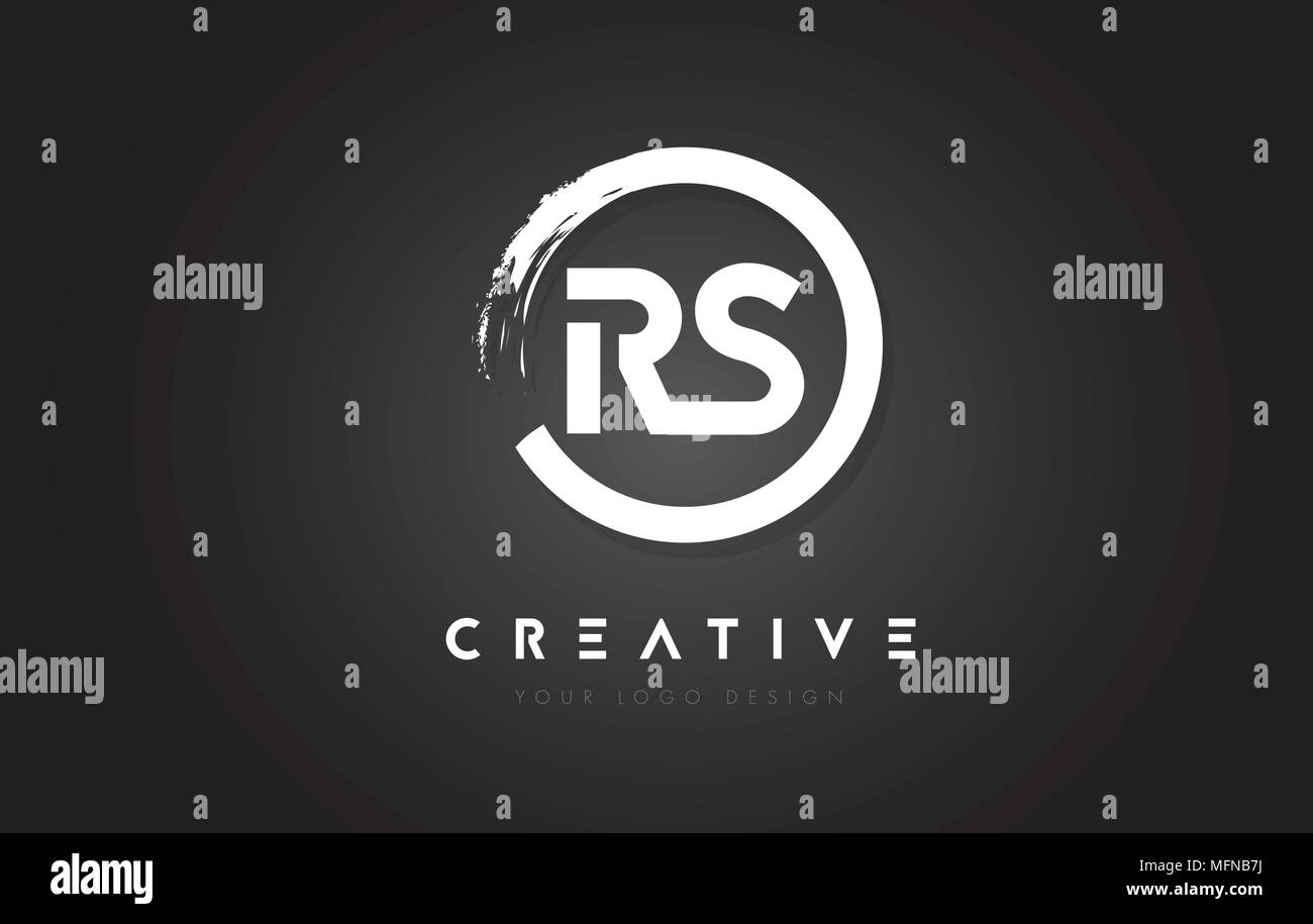 RS Circular Letter Logo with Circle Brush Design and Black Background ...