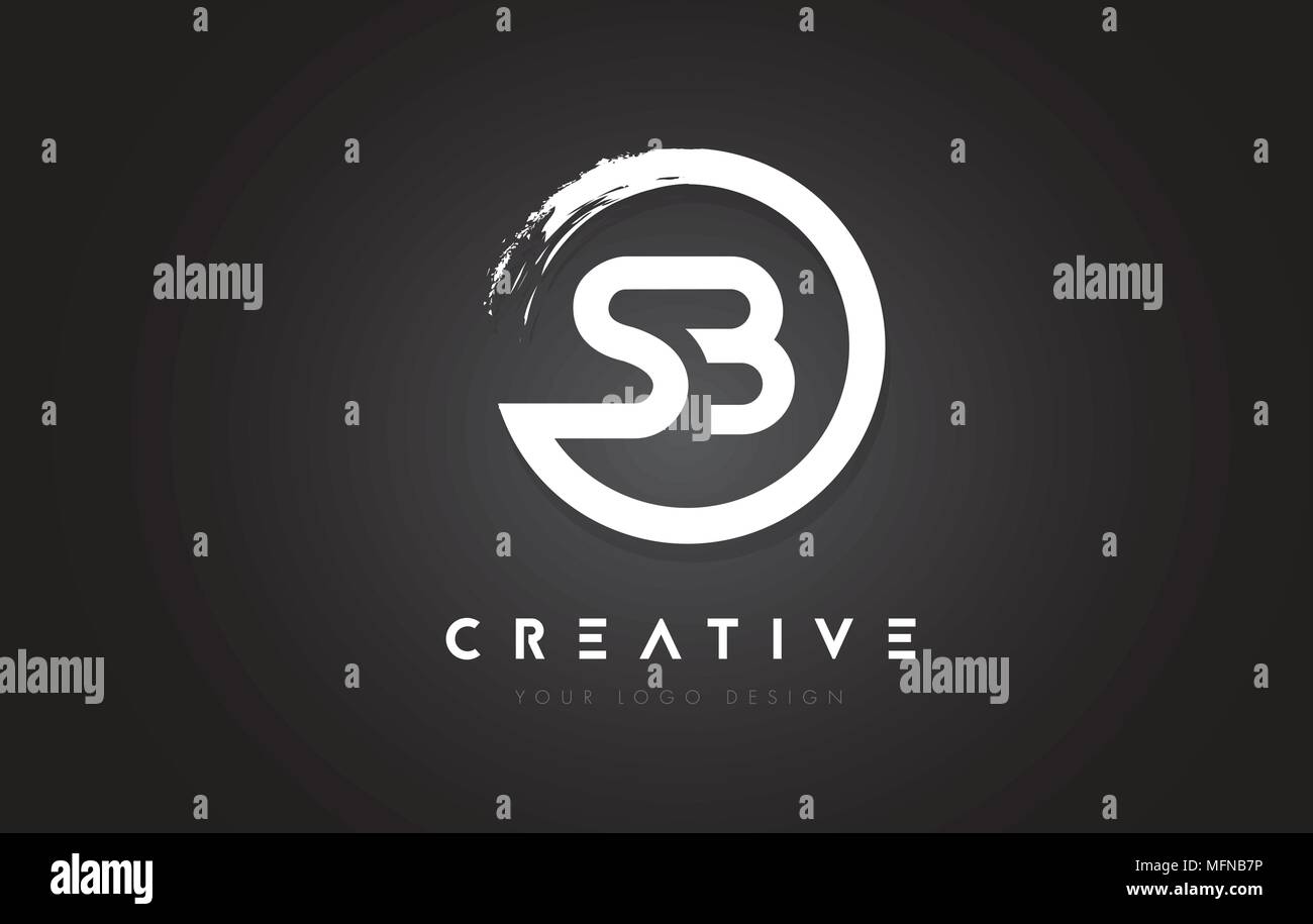 SB Circular Letter Logo with Circle Brush Design and Black Background ...