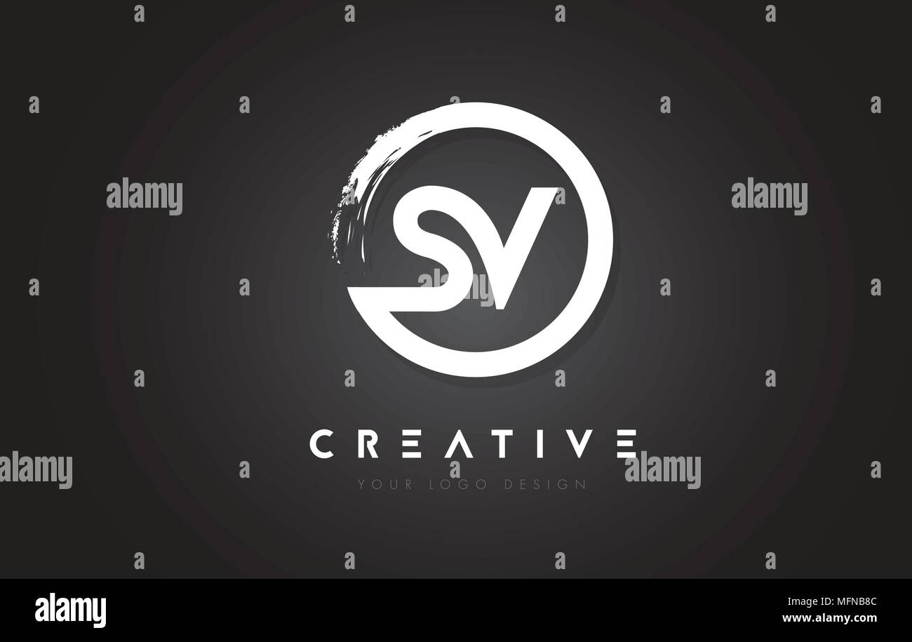 SV Circular Letter Logo with Circle Brush Design and Black Background ...