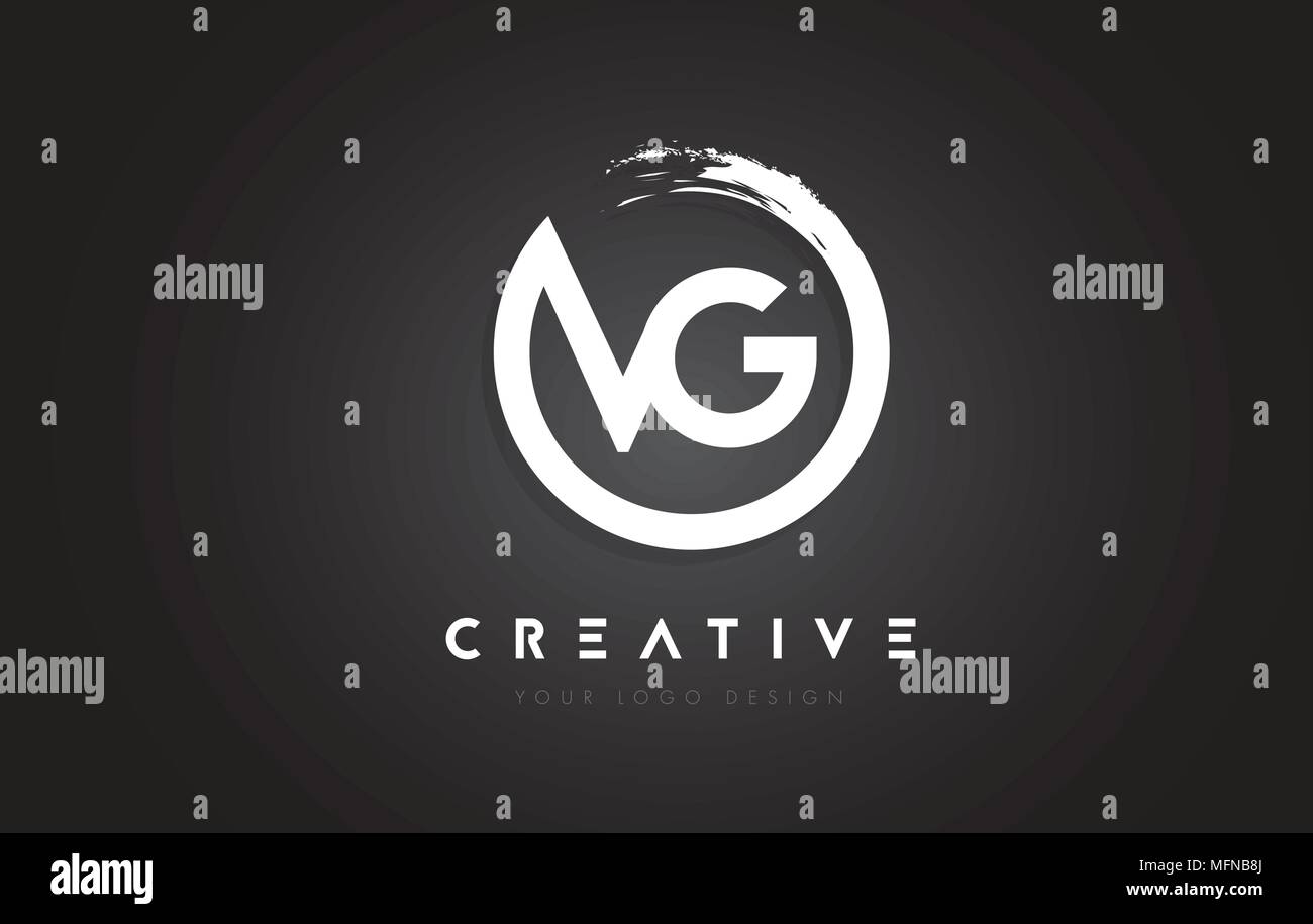 VG Circular Letter Logo with Circle Brush Design and Black Background ...