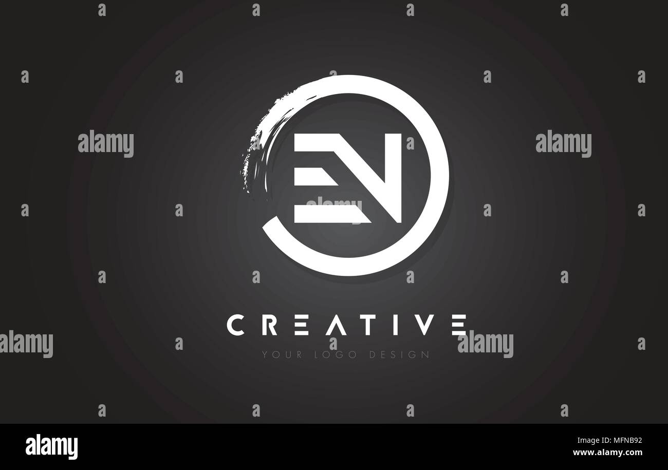 EN Circular Letter Logo with Circle Brush Design and Black Background ...