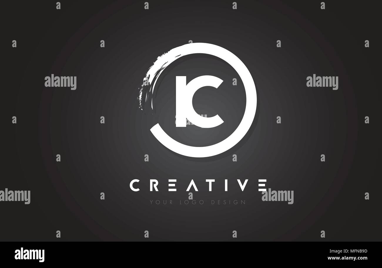 IC Circular Letter Logo with Circle Brush Design and Black Background ...