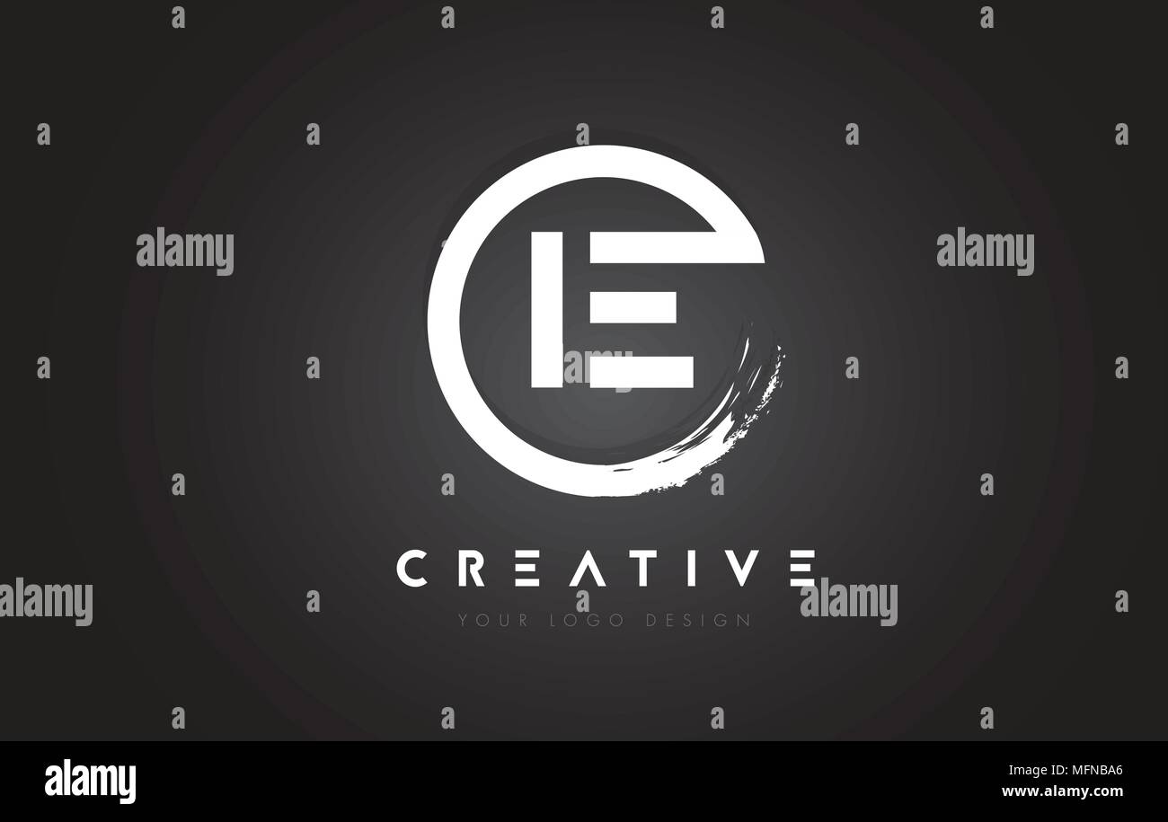 IE Circular Letter Logo with Circle Brush Design and Black Background ...