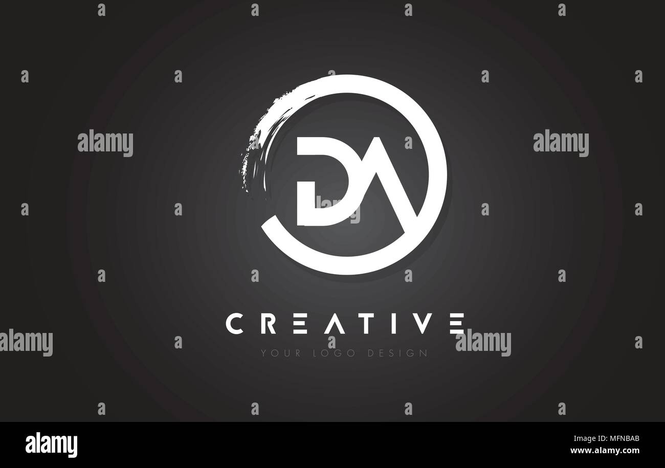 DA Circular Letter Logo with Circle Brush Design and Black Background ...