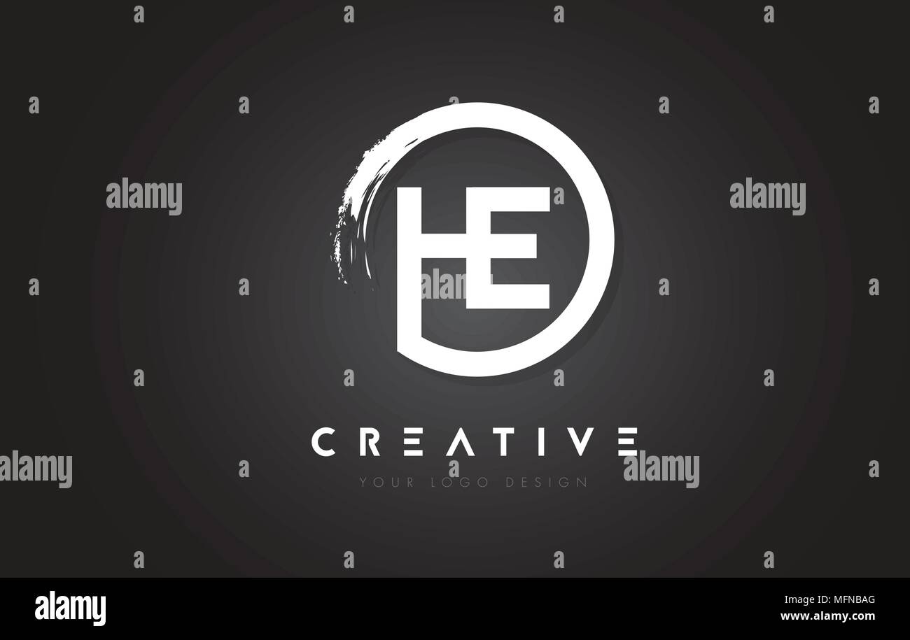 HE Circular Letter Logo with Circle Brush Design and Black Background ...