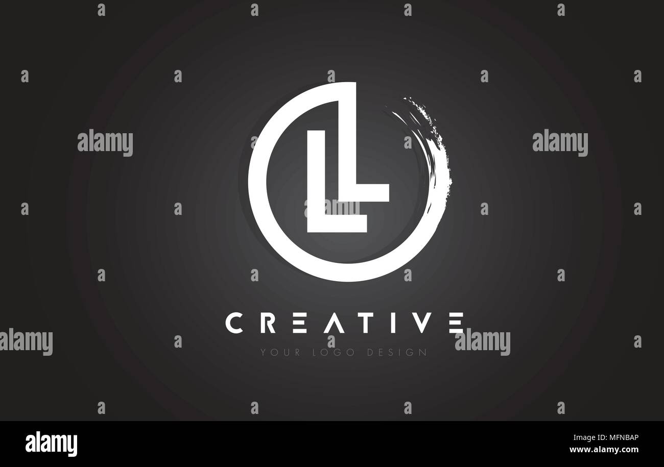LL Circular Letter Logo with Circle Brush Design and Black Background ...