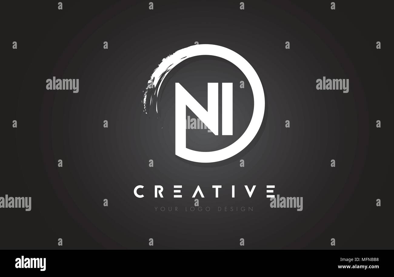 NI Circular Letter Logo with Circle Brush Design and Black Background ...