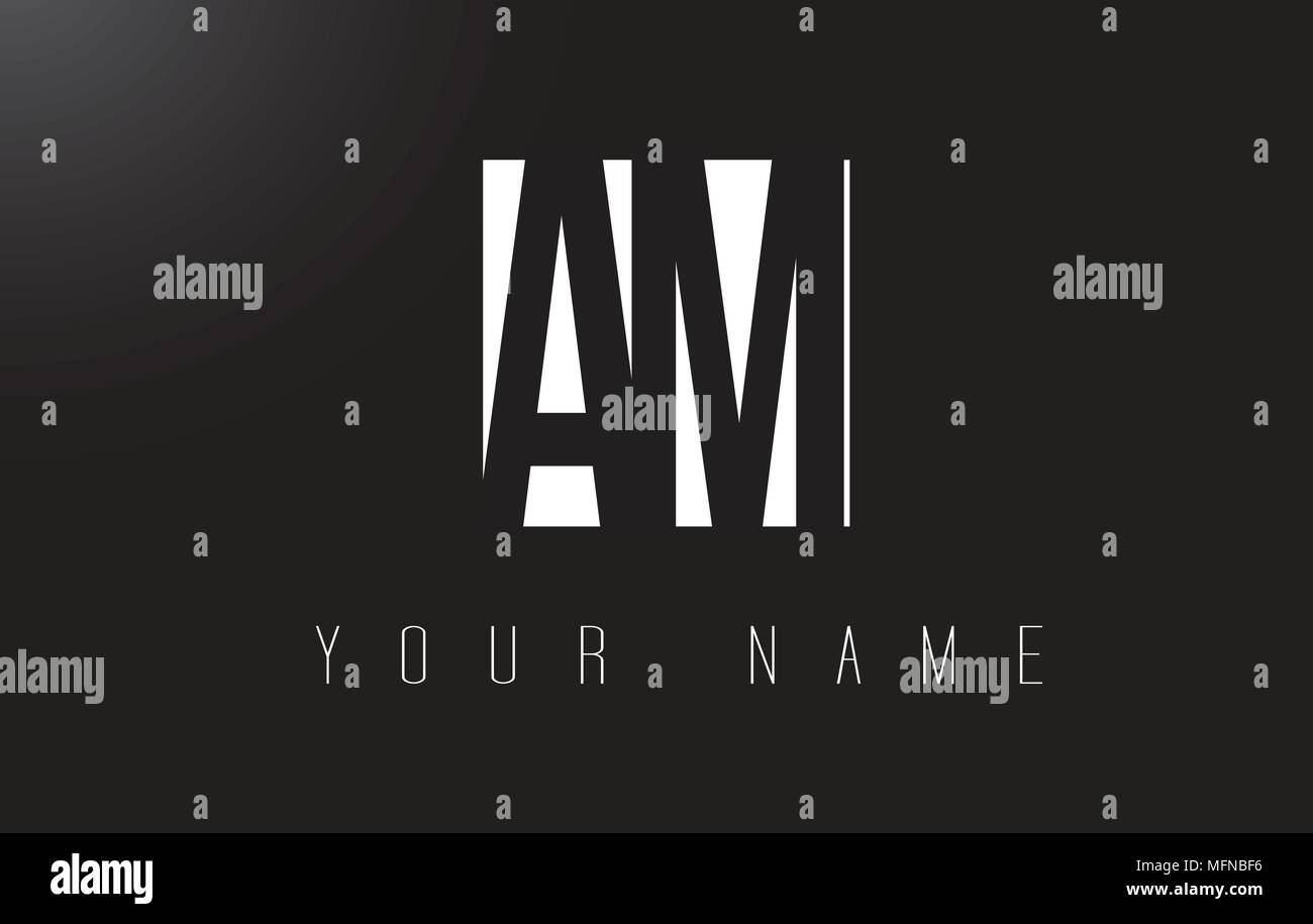 AM Letter Logo With Black and White Letters Negative Space Design Stock ...