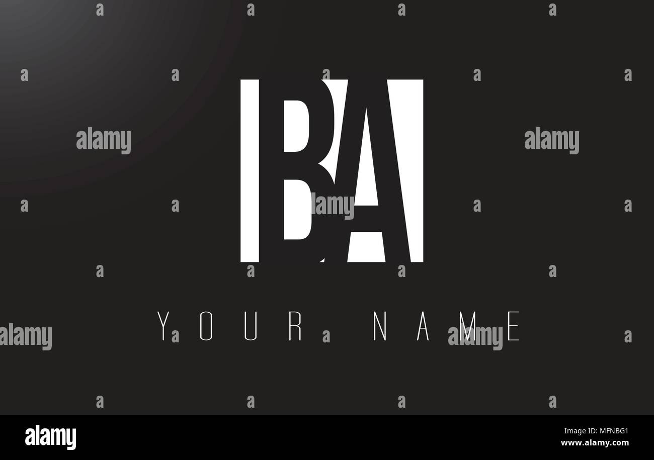 BA Letter Logo With Black and White Letters Negative Space Design Stock ...