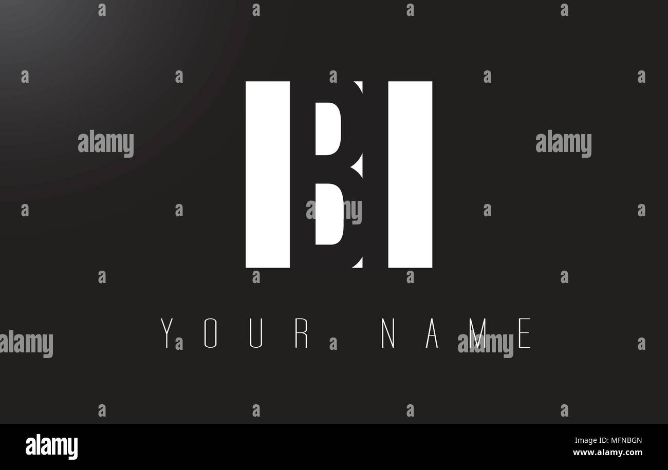 BI Letter Logo With Black and White Letters Negative Space Design Stock ...