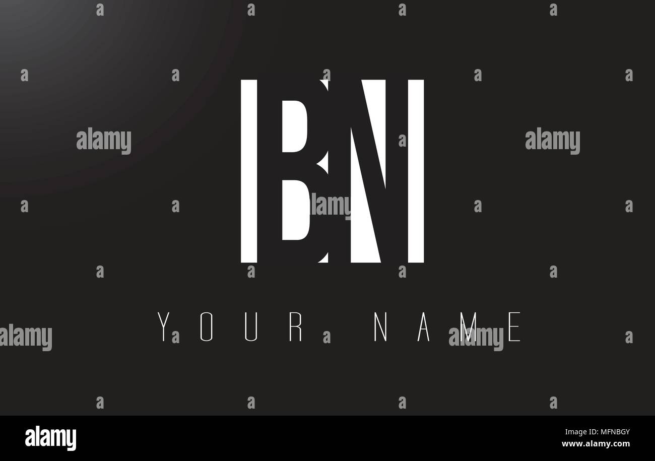 BN Letter Logo With Black and White Letters Negative Space Design Stock ...