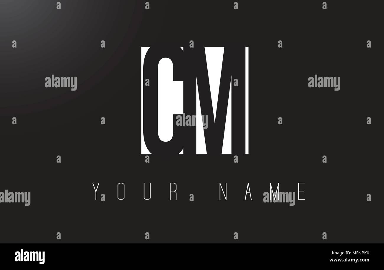 CM Letter Logo With Black and White Letters Negative Space Design Stock ...