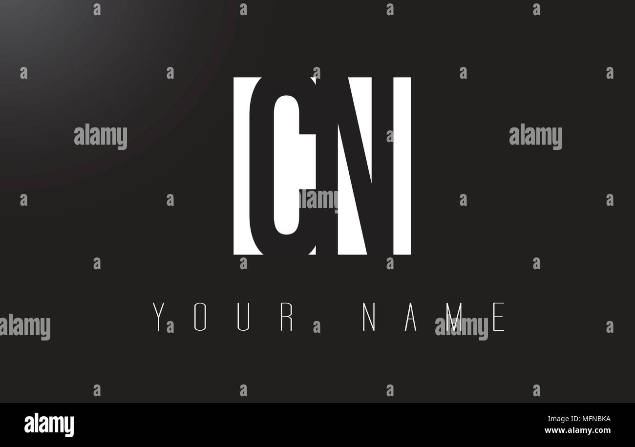 CN Letter Logo With Black and White Letters Negative Space Design Stock ...