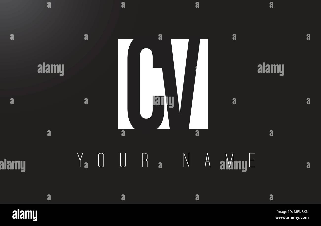 CV Letter Logo With Black and White Letters Negative Space Design Stock ...