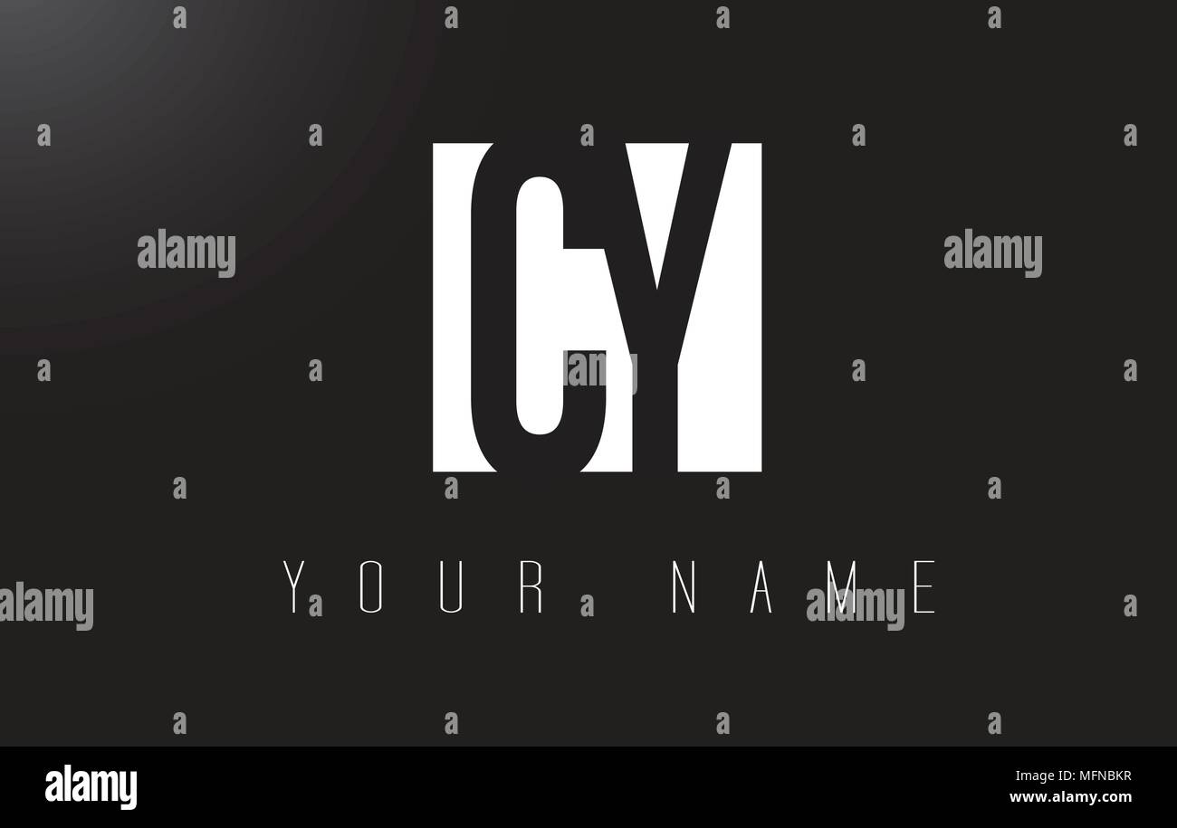 CY Letter Logo With Black and White Letters Negative Space Design Stock ...