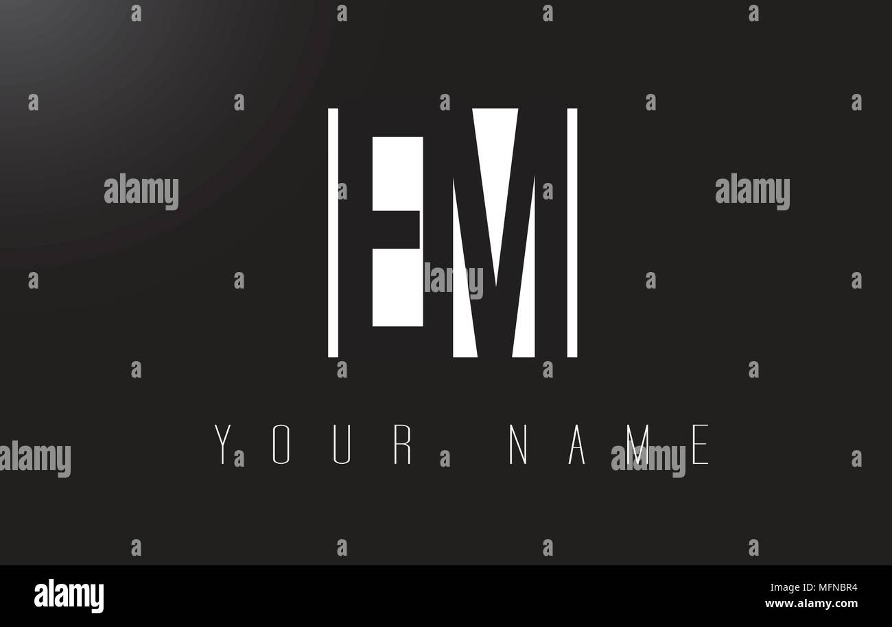 EM Letter Logo With Black and White Letters Negative Space Design Stock ...