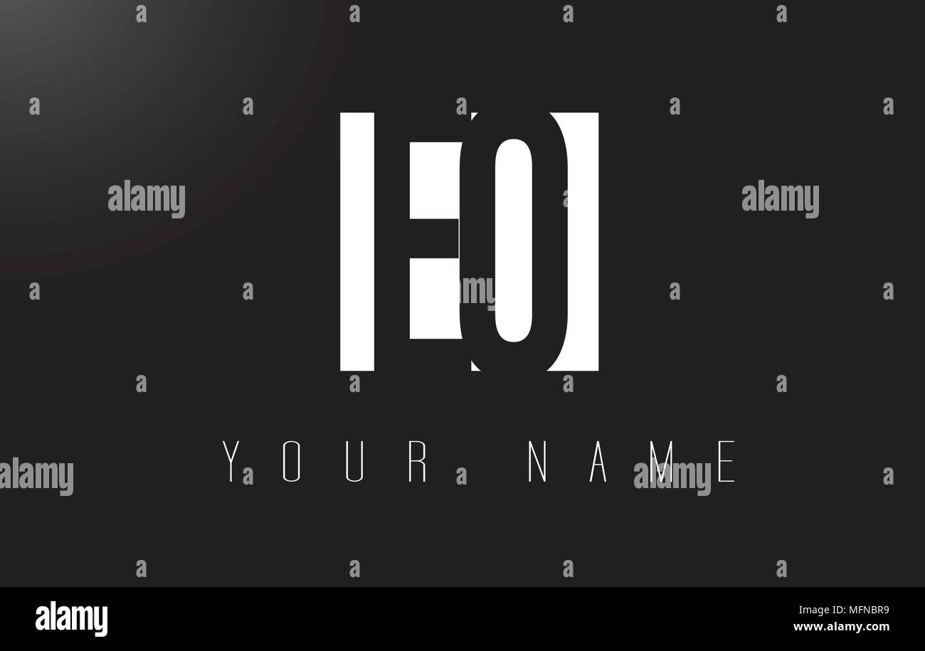 EO Letter Logo With Black and White Letters Negative Space Design Stock ...