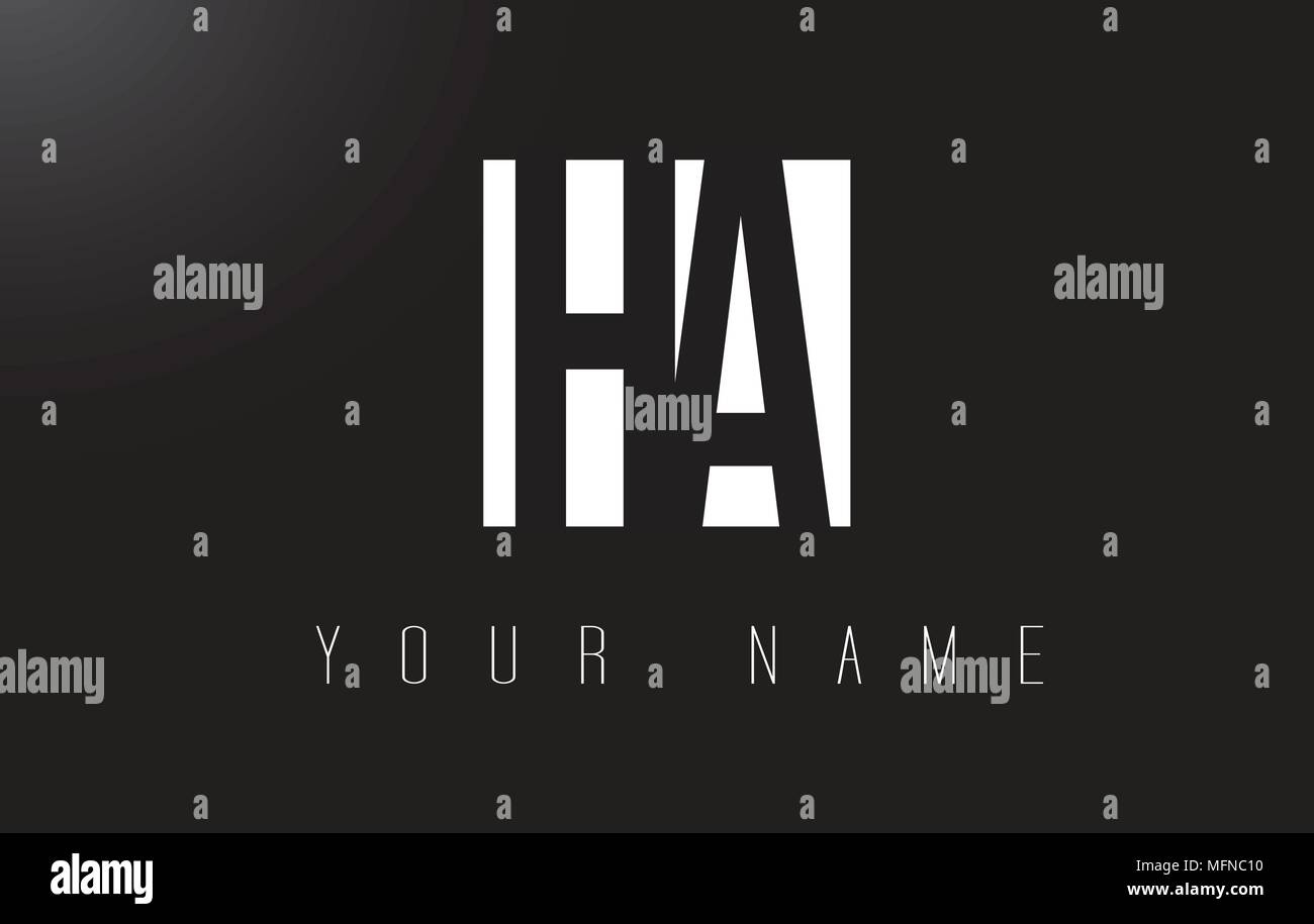 HA Letter Logo With Black and White Letters Negative Space Design Stock ...