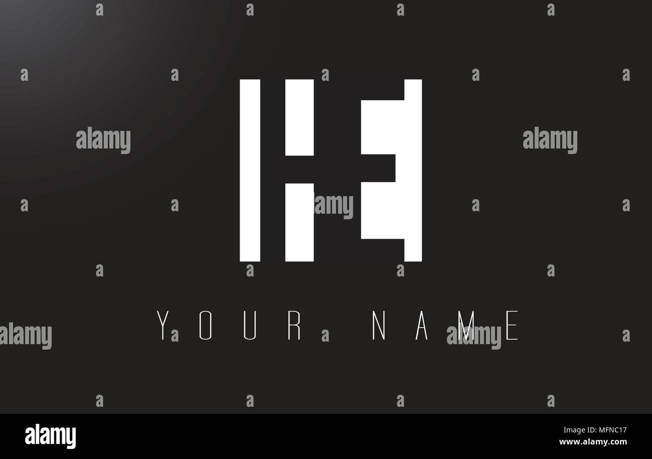HE Letter Logo With Black and White Letters Negative Space Design Stock ...