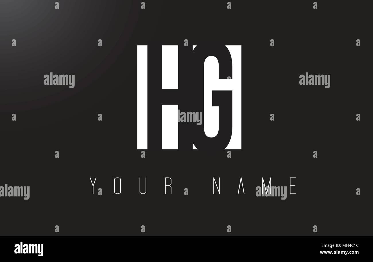 HG Letter Logo With Black and White Letters Negative Space Design Stock ...