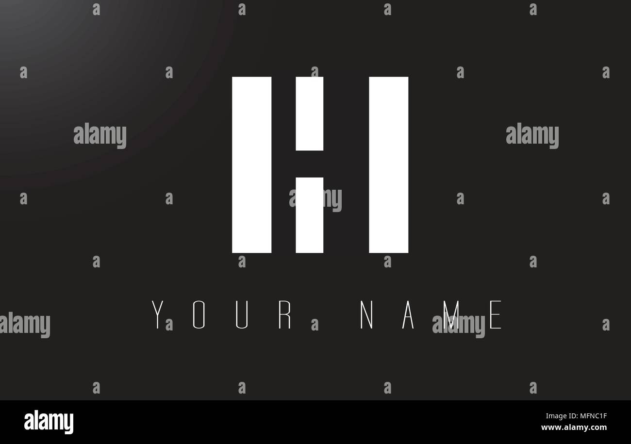 HI Letter Logo With Black and White Letters Negative Space Design Stock ...