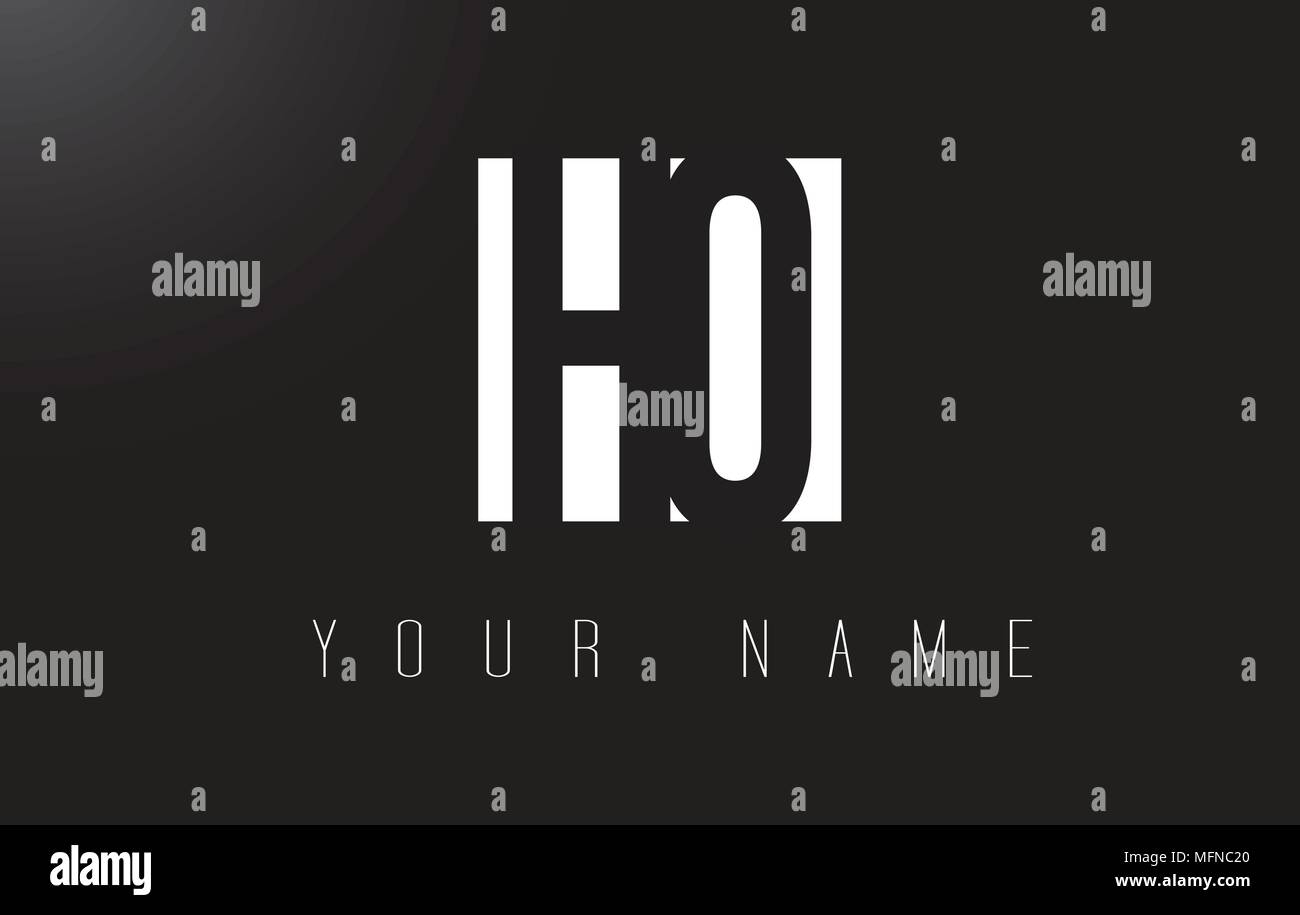 HO Letter Logo With Black and White Letters Negative Space Design Stock ...