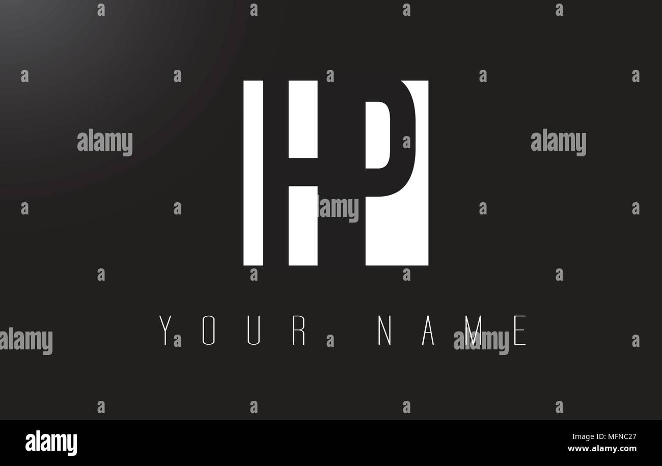 HP Letter Logo With Black and White Letters Negative Space Design Stock ...