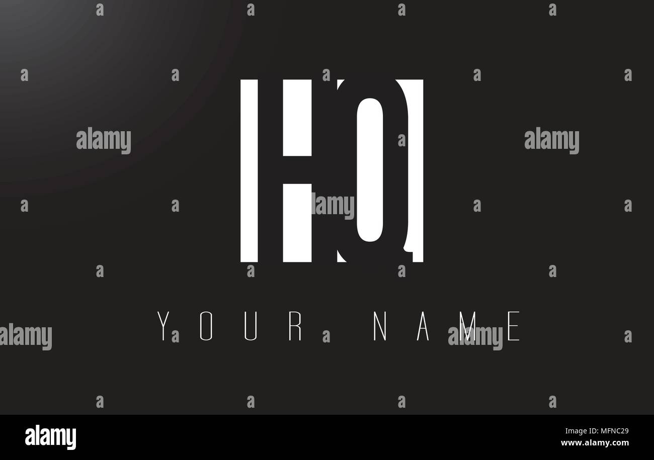HQ Letter Logo With Black and White Letters Negative Space Design Stock ...