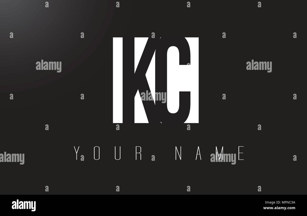 KC Letter Logo With Black and White Letters Negative Space Design Stock ...