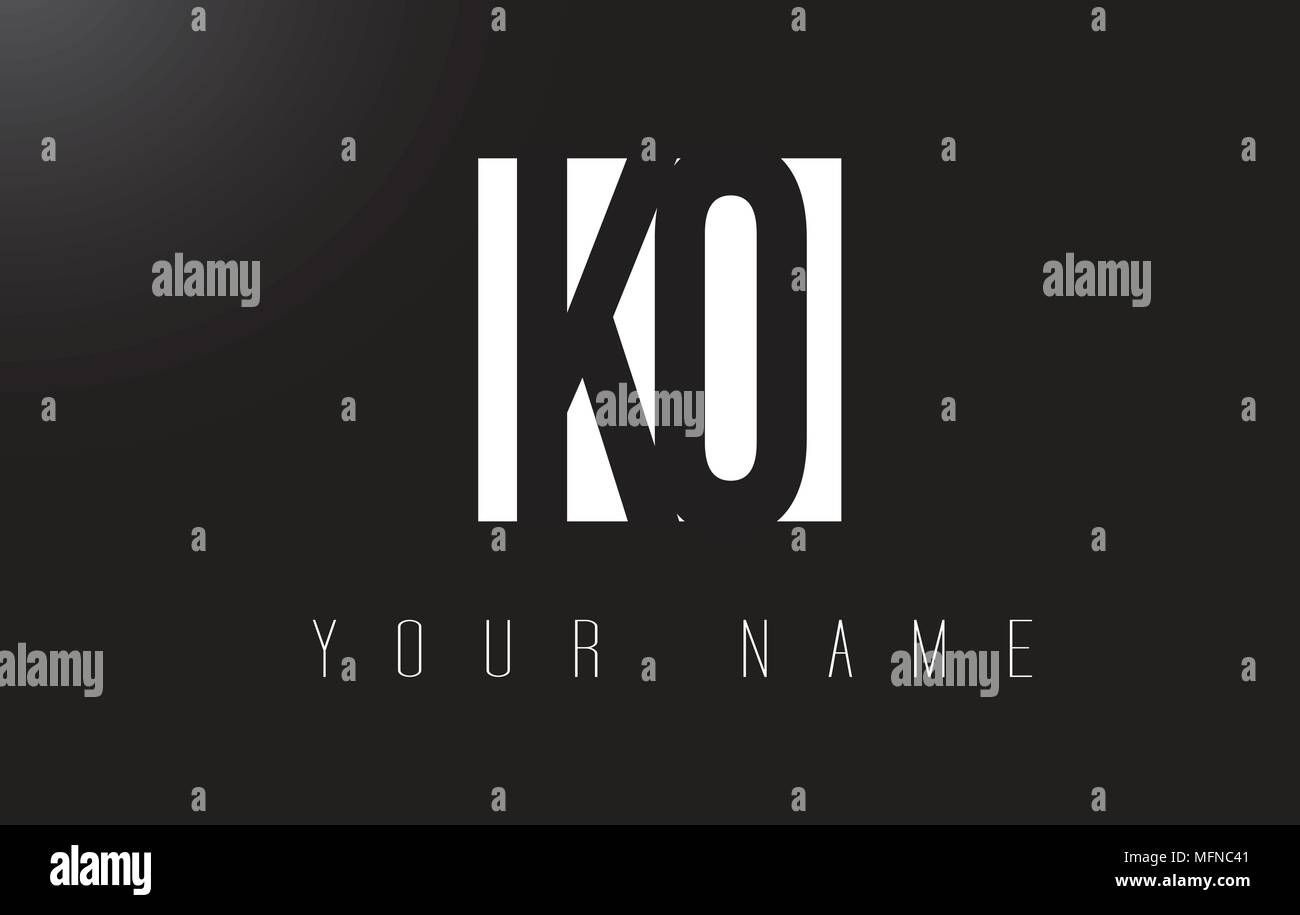 KO Letter Logo With Black and White Letters Negative Space Design Stock ...