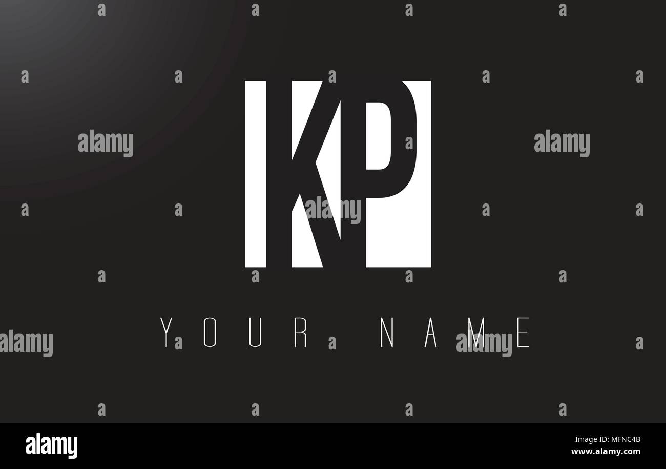 KP Letter Logo With Black and White Letters Negative Space Design Stock ...