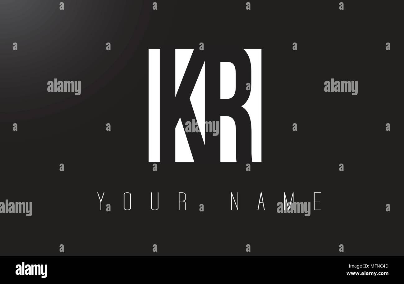 KR Letter Logo With Black and White Letters Negative Space Design Stock ...