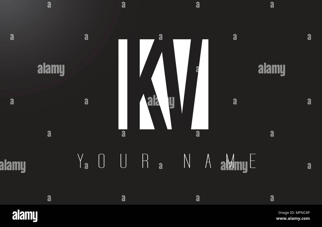 KV Letter Logo With Black and White Letters Negative Space Design Stock ...