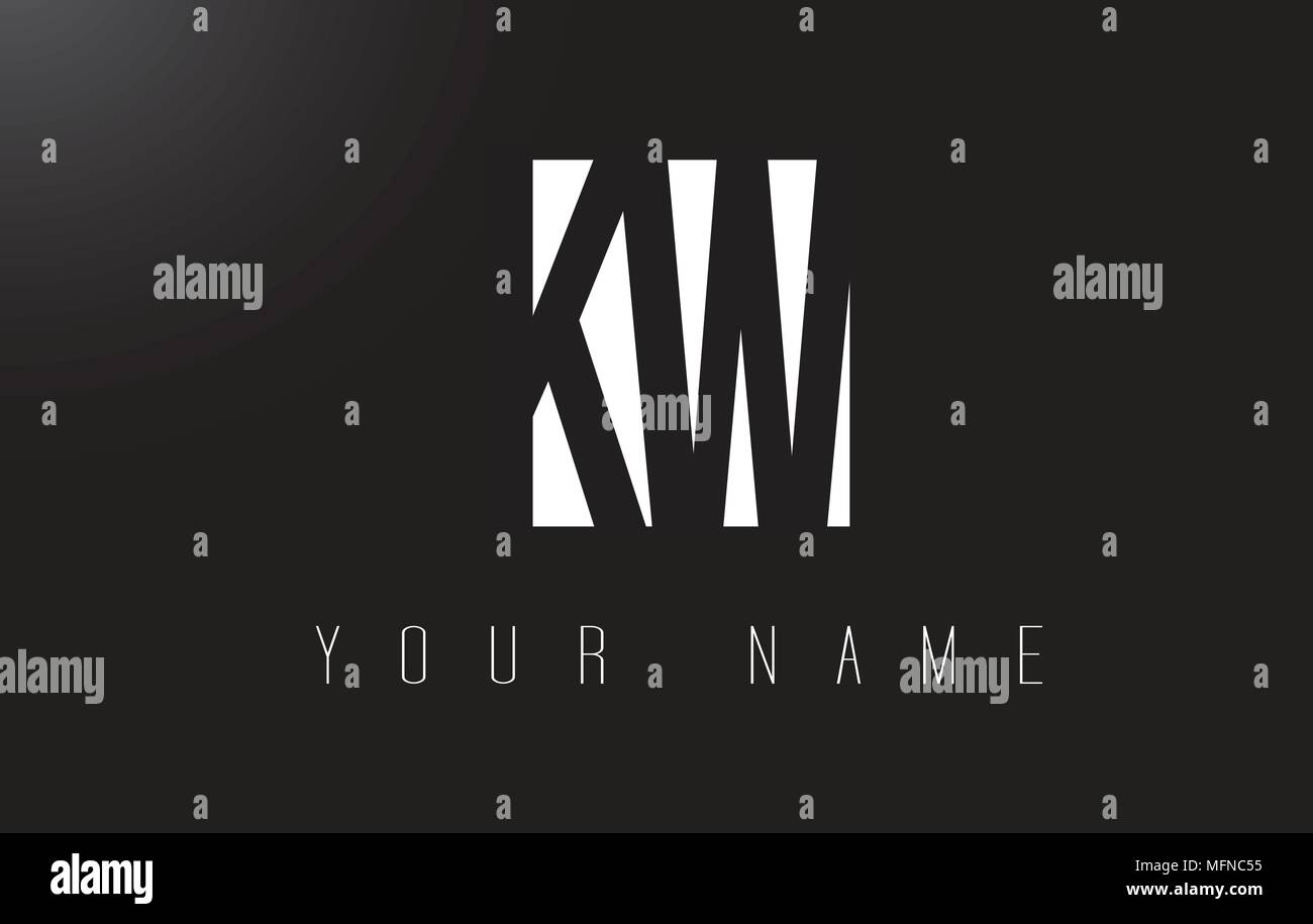 KW Letter Logo With Black and White Letters Negative Space Design Stock ...