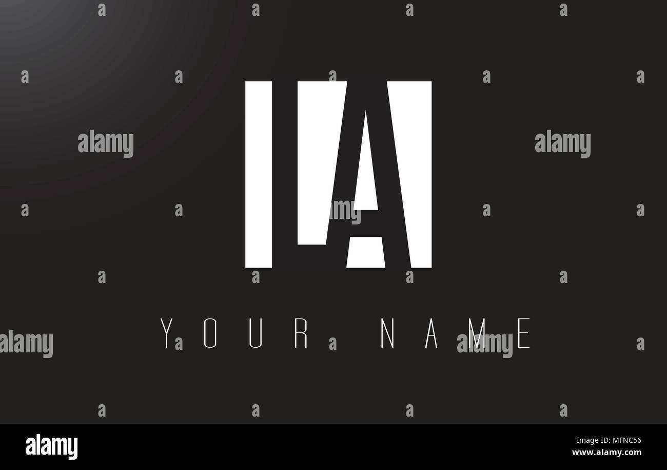 LA Letter Logo With Black and White Letters Negative Space Design Stock ...