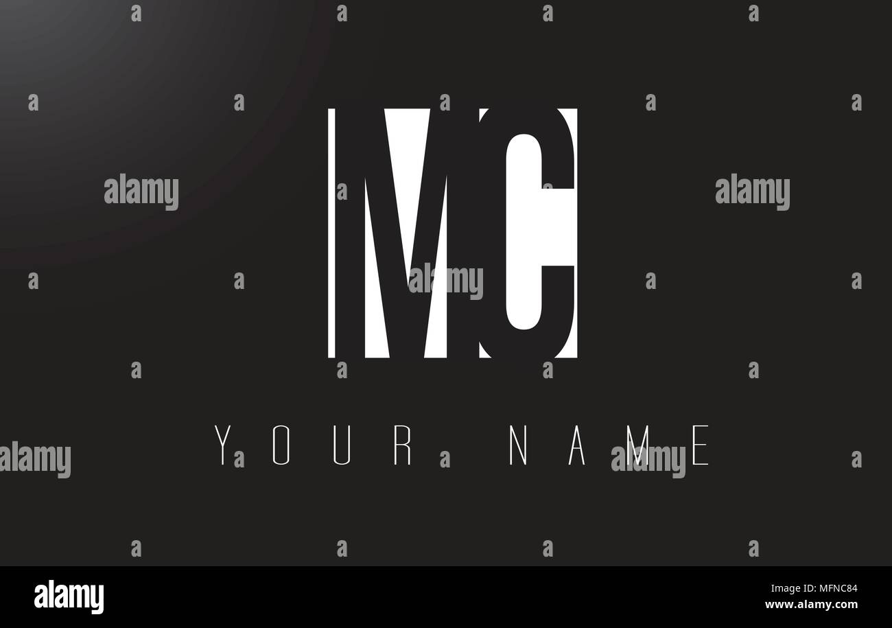 MC Letter Logo With Black and White Letters Negative Space Design Stock ...