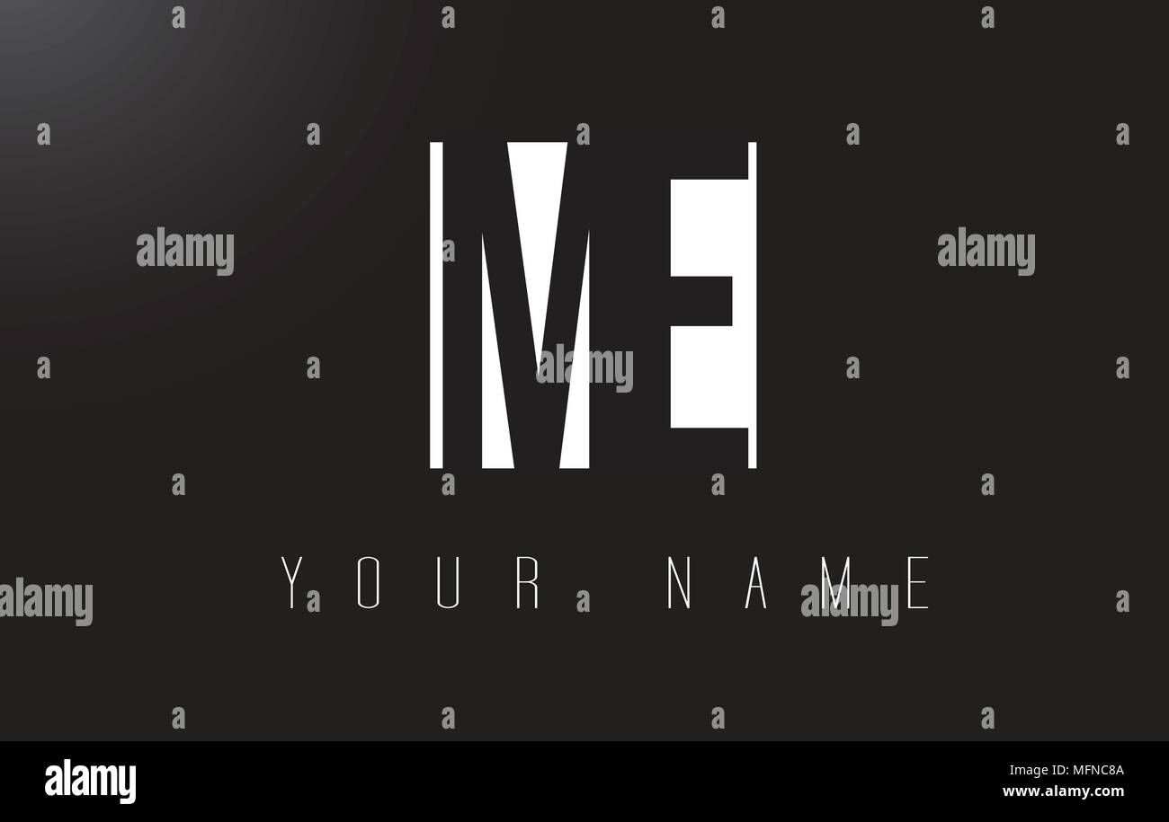 ME Letter Logo With Black and White Letters Negative Space Design Stock ...