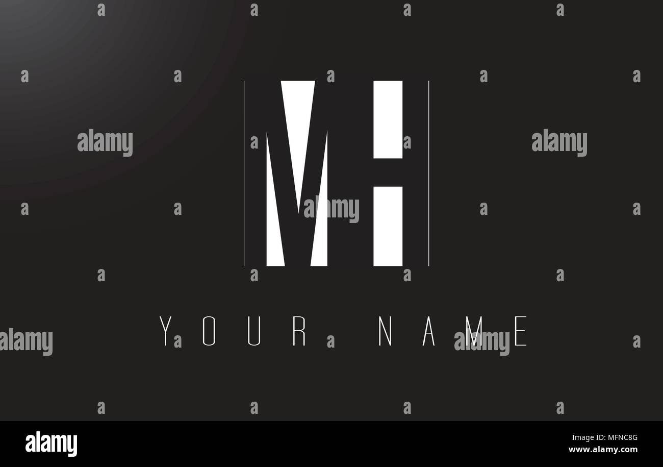MH Letter Logo With Black and White Letters Negative Space Design Stock ...