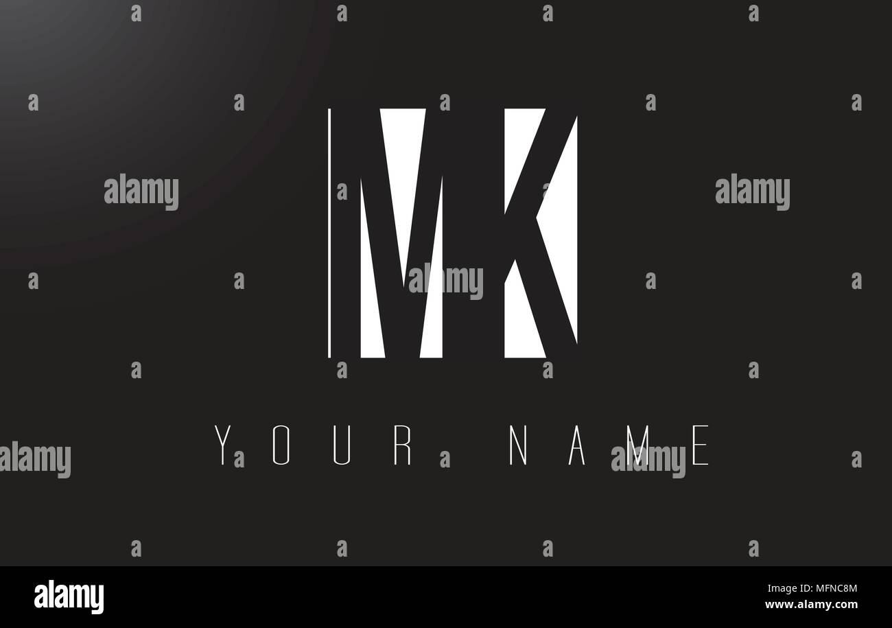 MK Letter Logo With Black and White Letters Negative Space Design Stock ...