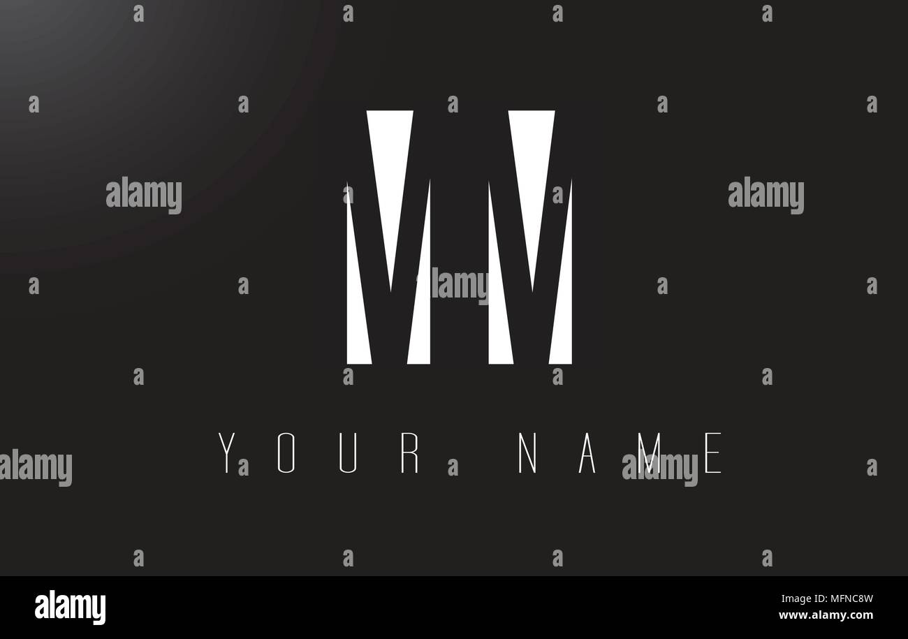 MM Letter Logo With Black and White Letters Negative Space Design Stock ...