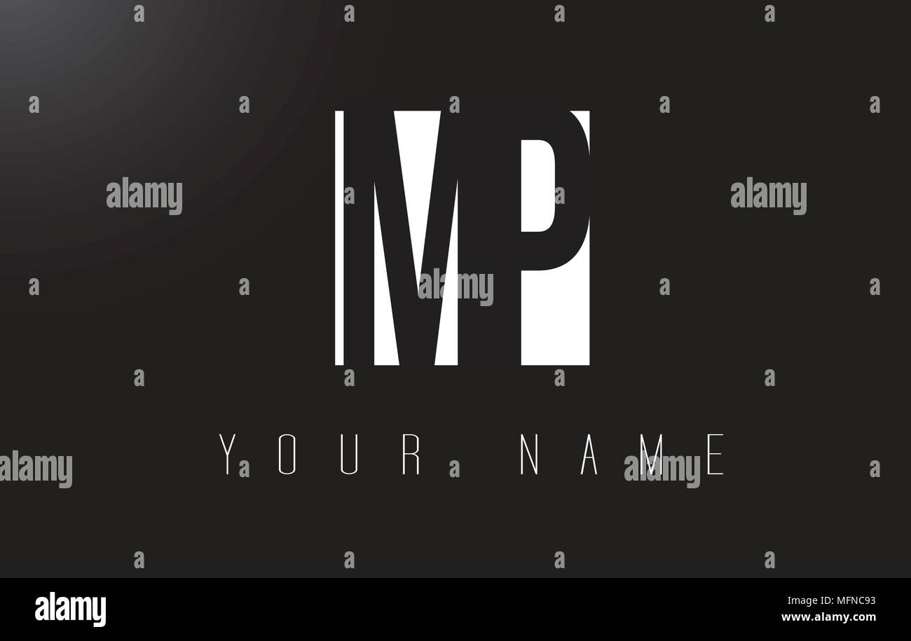 MP Letter Logo With Black and White Letters Negative Space Design Stock ...
