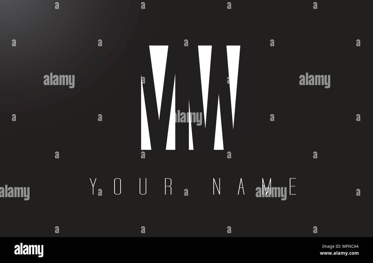 MW Letter Logo With Black and White Letters Negative Space Design Stock ...